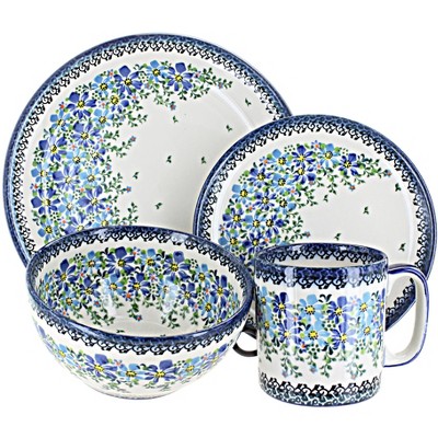 Blue Rose Polish Pottery Spring Blossom 16 Piece Dinner Set : Target