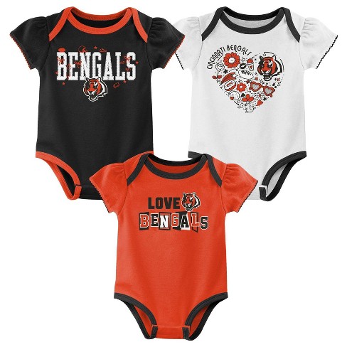 Nfl Cincinnati Bengals Infant Girls' 3pk White Bodysuit - 12m : Target