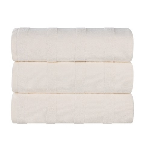 Ribbed Cotton Highly Absorbent Medium Weight Bath Towels, Set Of 3 ...