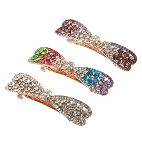 Unique Bargains Women's Sparkly Rhinestones Hair Clips 3 Pcs : Target