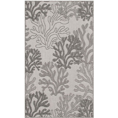 Nourison Garden Oasis Nautical Coral Beach Outdoor Rug Grey 3' X 5 ...