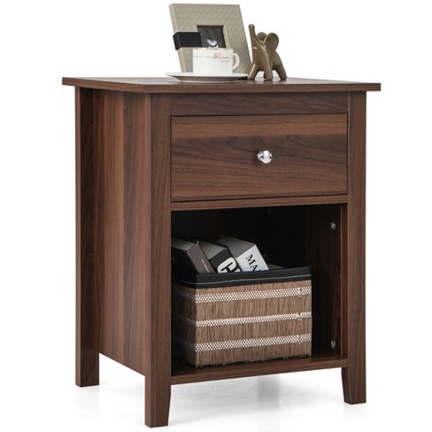 Costway Nightstand Bedside Table With Drawer & Open Shelf For Living ...