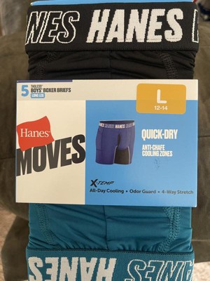 Hanes Moves Boys' 5pk Anti-chafe Long Leg Boxer Briefs - Blue S : Target