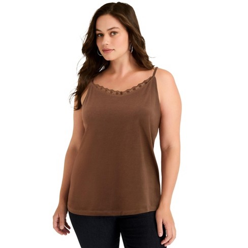 June + Vie By Roaman's Women's Plus Size Lace-trim Bra Cami - 22/24 ...