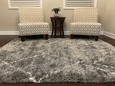 9'x12' Diamond Patterned Shag Woven Area Rug Black - Project 62™ : Target