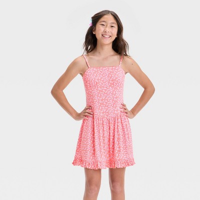 Girls' Sleeveless Fit & Flare Dress - Art Class™ Pink Xl : Target