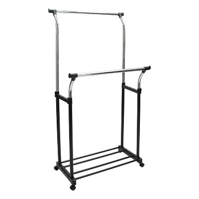 Organize It All Clothing Garment Rack With 2 Shelves And 2 Hooks Black ...