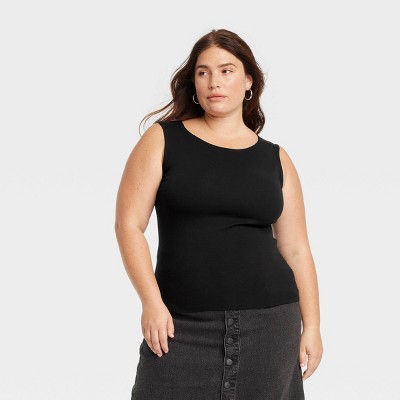 Women's Fitted Tank Top - Universal Thread™ Black 4x : Target