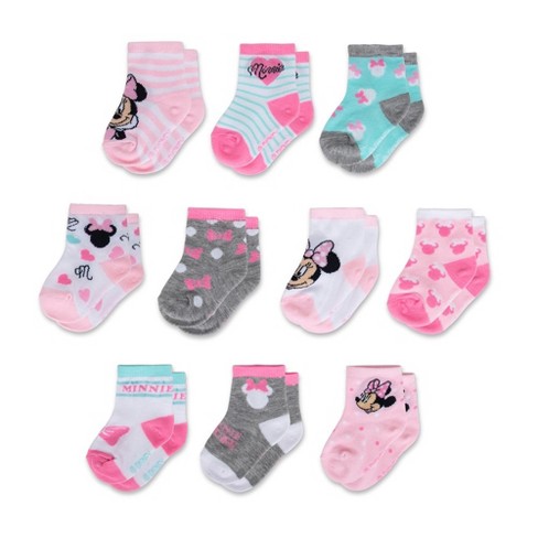 Minnie Mouse Baby-girls 10-pack Infant Sock, Multicolor Dark 12-24 ...