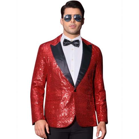 Lars Amadeus Men's Peak Lapel Glitter Sequin Wedding Sparkly Blazers ...