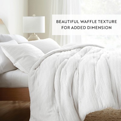 Waffle Textured Comforter Set All Season Down-alternative Ultra Soft ...