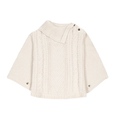 Hope & Henry Girls' Organic Split Collar Cable Sweater Cape, Ivory ...