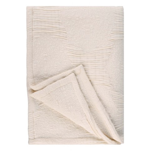 Modern Circles Cotton Medium Weight Woven Coverlet, Throw, Ivory - Blue ...