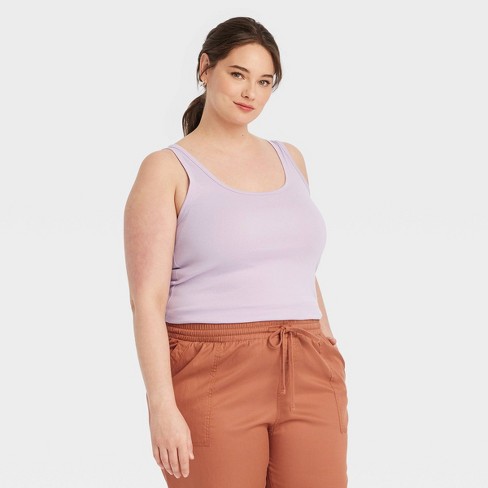 Women's Slim Fit Tank Top - A New Day™ Light Purple 1x : Target