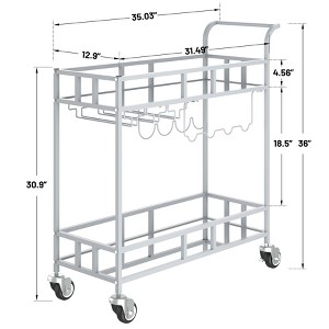 Bar Cart, Home Bar Serving Cart, Wine Cart with 2 Mirrored Shelves ...