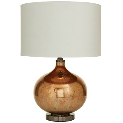 Glass Gourd Style Base Table Lamp With Tapered Shade Copper - Olivia ...
