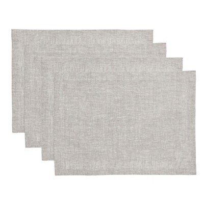 Solino Home Linen Placemats Oyster Grey Set of 4, 14 x 19 Inches ...