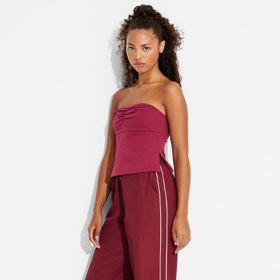 Women's Game Day Ribbed Tube Top - Wild Fable™ Maroon Xxs : Target