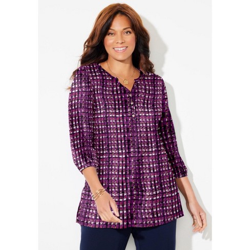 Catherines Women's Plus Size Windswept Knit Tunic - 1x, Berry Pink ...