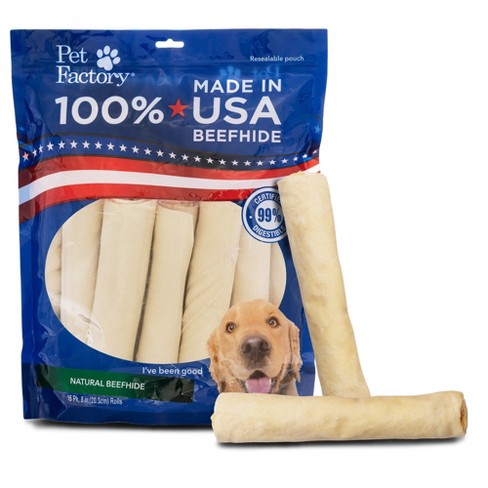 Pet Factory Made In Usa Beefhide Rolls Natural Flavor - 8", 15 Count ...