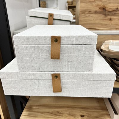 Fabric Storage Box With Faux Leather Accent Cream - Hearth & Hand™ With ...