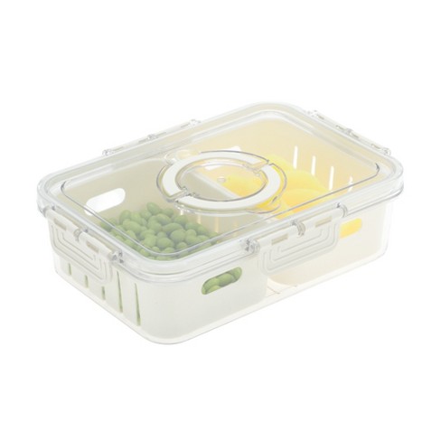 Unique Bargains Rectangle Drain Food Storage Containers 2 Compartment ...