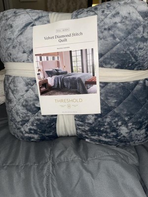 King Luxe Diamond Stitch Velvet Quilt Ivory - Threshold™ : Target
