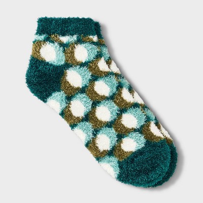 Women's Polka Dot Cozy Low Cut Socks - Auden™ Green 4-10 : Target
