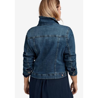 ellos Plus Size Classic Denim Jacket - 14, Medium Stonewash : Target