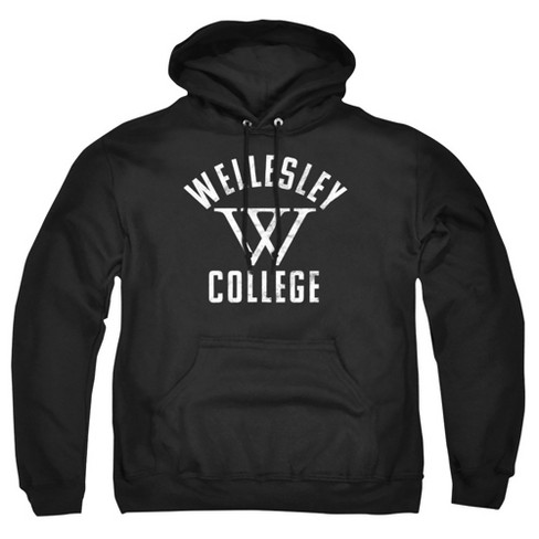 Wellesley College Official Blue Logo Adult Pull-over Hoodie, Black ...