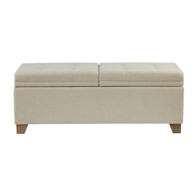 Jayden Storage Bench Natural: Upholstered Bedroom Seating, Split Lid ...