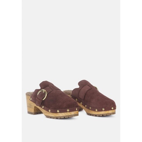 Prunus Buckled Suede Round Toe Mule Clogs : Target