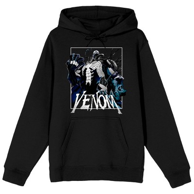 Venom Framed Character Long Sleeve Adult Black Hooded Sweatshirt : Target