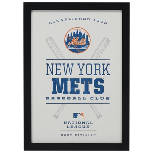 Mlb New York Mets Baseball White Framed Wood Sign Panel : Target