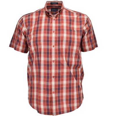 Falcon Bay Men's Short Sleeve Button Down Collar Sport Shirt | Red ...