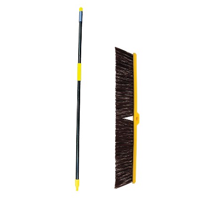 Bison Life 24" Push Broom with 61-inch Threaded Extendable Handle for ...