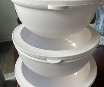 Set Of 3 Plastic Mixing Bowl Set With Lids Sage Green - Figmint™ : Target