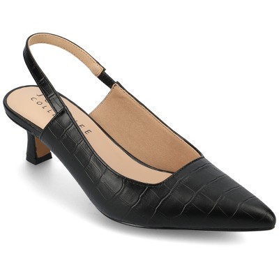 Journee Womens Paulina Kitten Heel Sling Back Pointed Toe Pumps, Croco ...