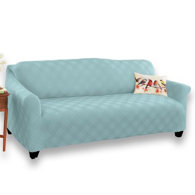 Collections Etc Double Diamond Stretch Furniture Cover Sofa Blue : Target