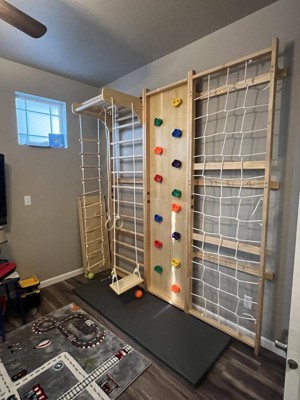 Walnut - 9-in-1 Swedish Ladder Wall Gym And Climber : Target