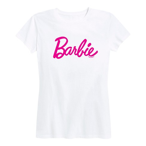Women's Barbie Classic Pink Logo Short Sleeve Graphic T-shirt - White ...