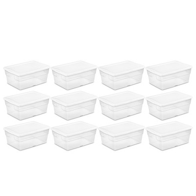 Sterilite 16 Quart Stackable Clear Plastic Storage Tote Container With ...