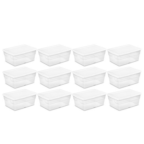 Sterilite 16 Quart Stackable Clear Plastic Storage Tote Container With ...