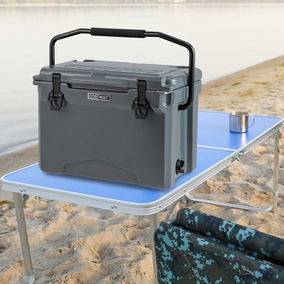 Costway 25 Qt Portable Cooler Rotomolded Ice Chest Insulated Ice Box ...