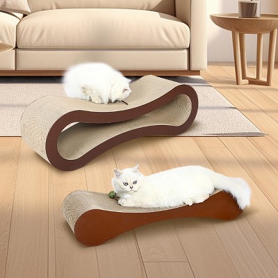 Xiyuyeu 2 In-1 Cat Scratcher Cardboard Indoor Comfy Pet Bed Cat Beds ...