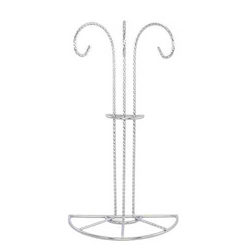 11.25 In Silver 3 Ornament Wall Stand 3 Hooks Flat Back Displayer ...