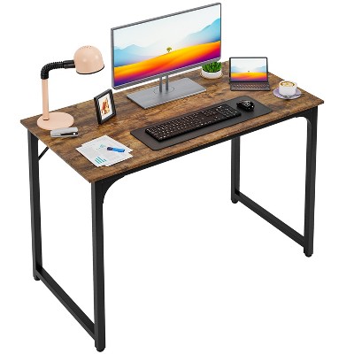 FDW Computer Desk 39 inch Length Study Writing Table Adjustable Feet Modern Furniture for Home Office Brown