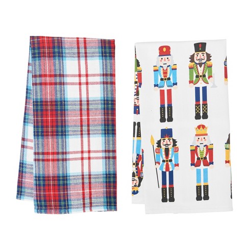 C&f Home Nutcracker Plaid Printed & Woven Kitchen Towel Set Of 2 : Target