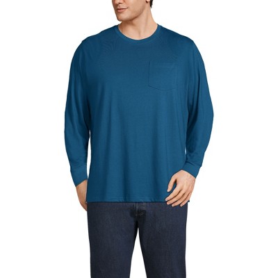 Lands' End Men's Big And Tall Super-t Long Sleeve T-shirt With Pocket - 2x Big Tall - Evening ...