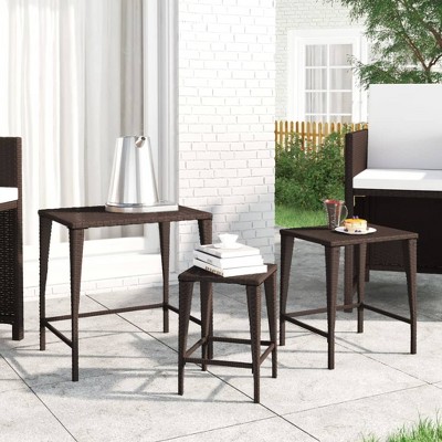 Vidaxl Nesting Tables 3 Pcs Brown Poly Rattan : Target